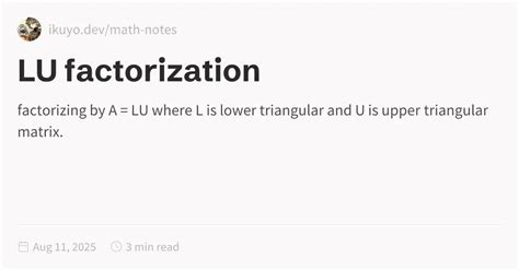 Lu Factorization