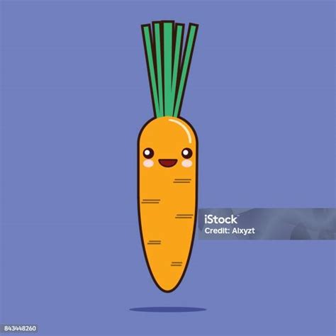 귀여운 야채 만화 캐릭터 당근 아이콘이와 미소 얼굴 평면 벡터 일러스트 레이 션 디자인 건강한 생활방식에 대한 스톡 벡터 아트 및 기타 이미지 건강한 생활방식 건강한