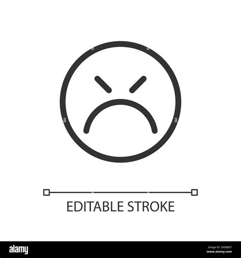 Mad Emoticon Pixel Perfect Linear Ui Icon Stock Vector Image And Art Alamy