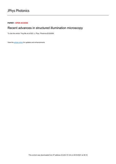 Pdf Recent Advances In Structured Illumination Microscopy
