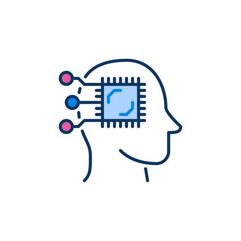 Cpu Inside Head Vector People With Ai Chip Concept Colored Icon Or