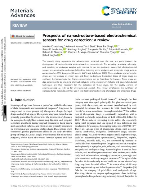 Pdf Prospects Of Nanostructure Based Electrochemical Sensors For Drug Detection A Review