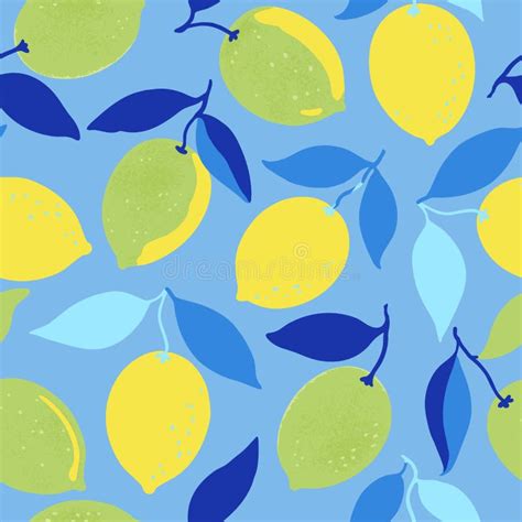 Seamless Pattern With Lemon Fruits And Branches Vector Illustration In Contemporary