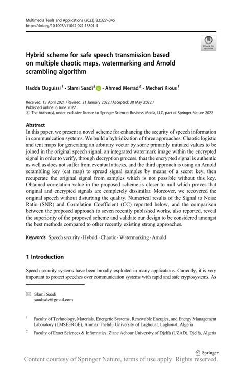 Hybrid Scheme For Safe Speech Transmission Based On Multiple Chaotic