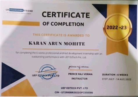 Androiddevelopment Internship Achievement Learning Growth