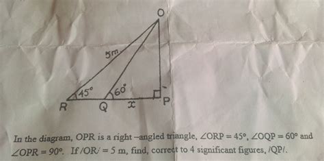 solved in the diagram opr is a right angled triangle ∠ orp 45° ∠