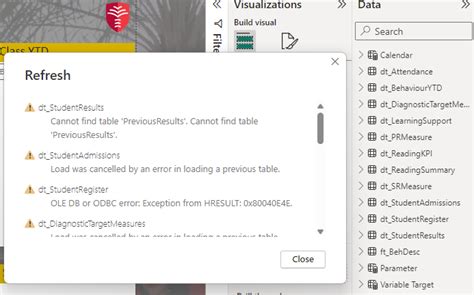Power Bi Data Refresh Error Missing Table • Dashboards And Charts • Excel Forum