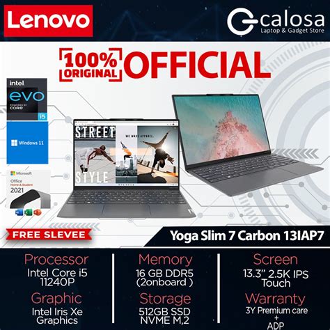 Jual Lenovo Yoga Slim 7 Carbon 13IAP7 Inter Core I5 1240P 16GB RAM 512GB SSD Windows 11 OHS