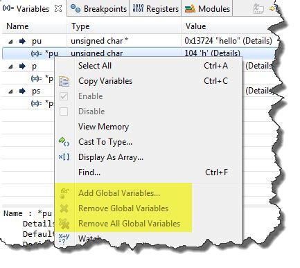Variable Debugging With Eclipse Kepler Mcu On Eclipse