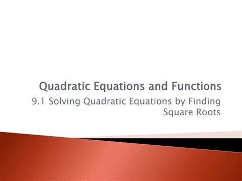 PPT Quadratic Equations And Functions PowerPoint Presentation Free Download ID