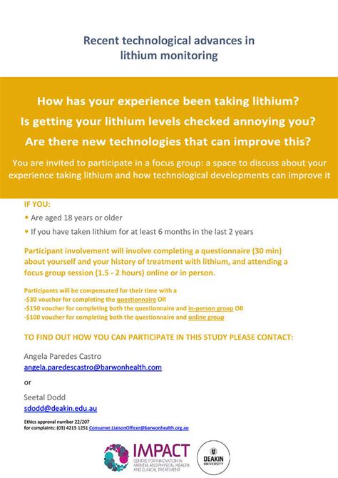 Impact Lithium Monitoring Study Participants Needed