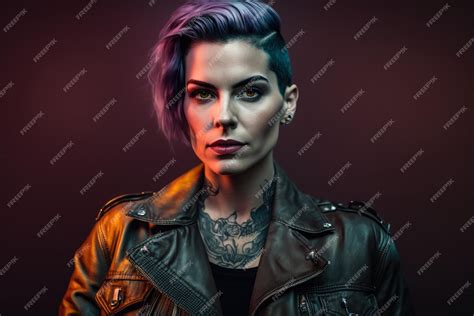 Premium Ai Image Portrait Of A Woman With A Fierce And Edgy Style Her