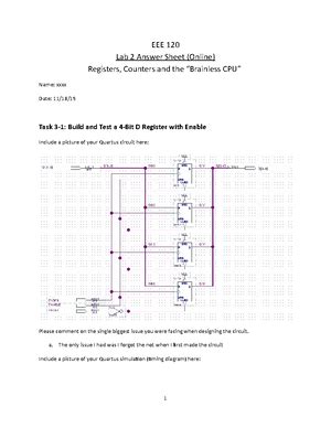 LAb3 LAB3 LAB3 LAB3 LAB3 LAB3 LAB3 LAB3 CSE EEE 120 Lab 3 Answer Sheet Registers Counters And