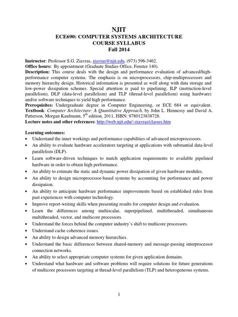 Ece690 Syllabus Pdf Parallel Computing Multi Core Processor