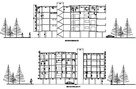 Apartment Elevation And Section Detail Dwg File Cadbull