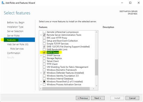 add smtp windows server 2016 virtualization howto