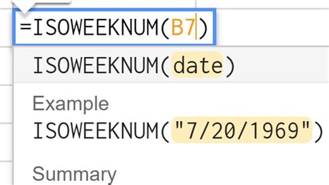 ISOWEEKNUM Function Google Sheets Sheets Help