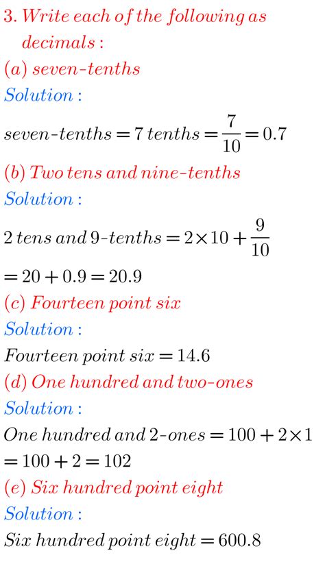 ncert maths solutions for class 6 decimals chapter 8 exercise 8 1