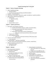 Cognitive Psychology Exam 1 Study Guide Docx Cognitive Psychology Exam 1 Study Guide Chapter 1