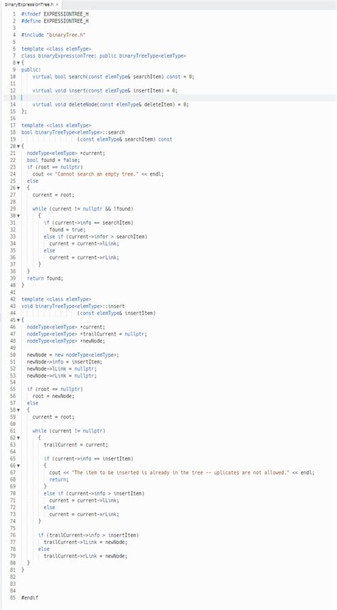 Solved Binary Expression Tree Project In The Module On