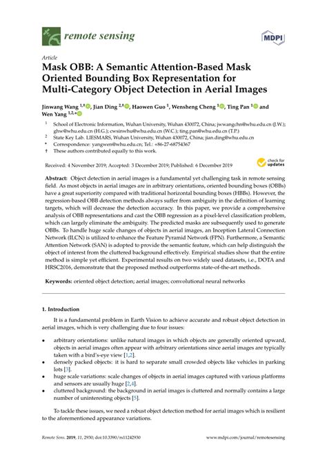 Pdf Mask Obb A Semantic Attention Based Mask Oriented Bounding Box