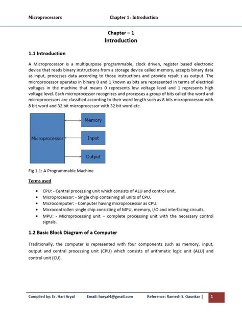 Microprocessors Chapter 1 Introduction Pdf Central Processing Unit