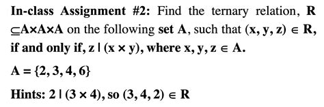 Solved In Class Assignment 2 Find The Ternary Relation R