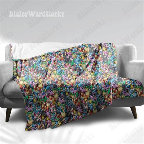 Eevee Evolution Stack Fleece Blanket Evolution Blanket Custom Fleece Blanket Anime Blanket