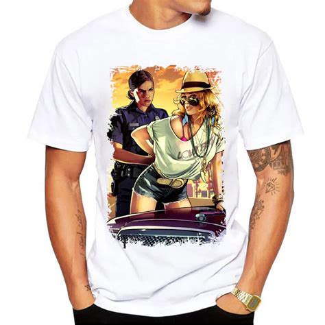 Grand Theft Auto Game GTA 5, мужские летние футболки, крутая Мужская ...