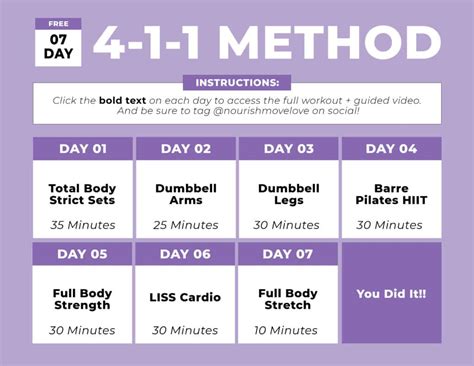 4 1 1 method workout plan free pdf nourish move love