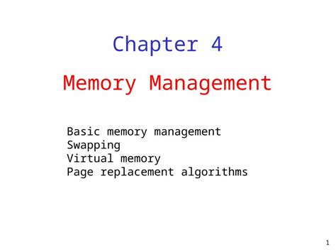 Ppt 1 Memory Management Chapter 4 Basic Memory Management Swapping