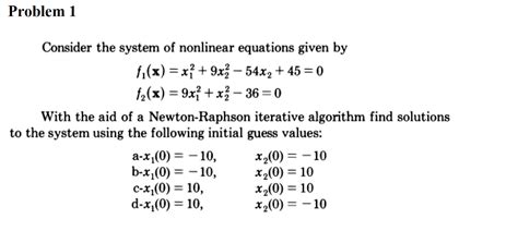 Solved Consider The System Of Nonlinear Equations Given By Chegg
