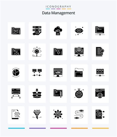 Free Vector Creative Data Management 25 Glyph Solid Black Icon Pack Such As Eye Server Hand Sd