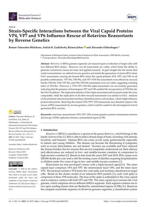 Pdf Strain Specific Interactions Between The Viral Capsid Proteins