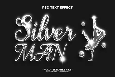 Premium Psd Silver Chrome Editable Text Effect