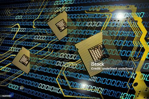 3d 그림 Cpu 칩 프로세서와 전자 회로와 바이너리 코드 0명에 대한 스톡 벡터 아트 및 기타 이미지 0명 Cpu 가상