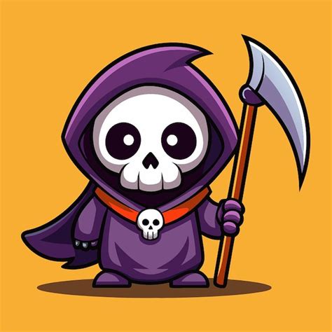 Cute Grim Reaper Gaming Icon Premium Ai Generated Image