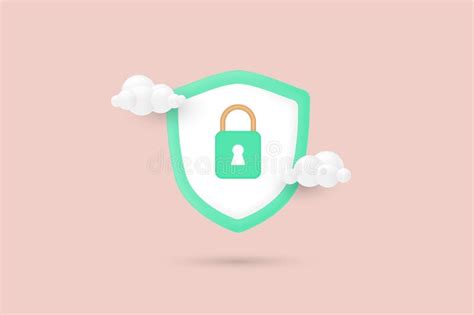 3d Shield Icon With Padlock Icon Security Data Safety Encryption