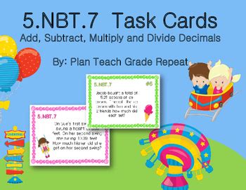 Add Subtract Multiply Divide Decimals Task Cards NBT TpT