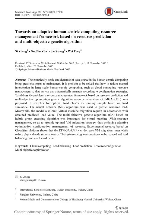Towards An Adaptive Human Centric Computing Resource Management Framework Based On Resource