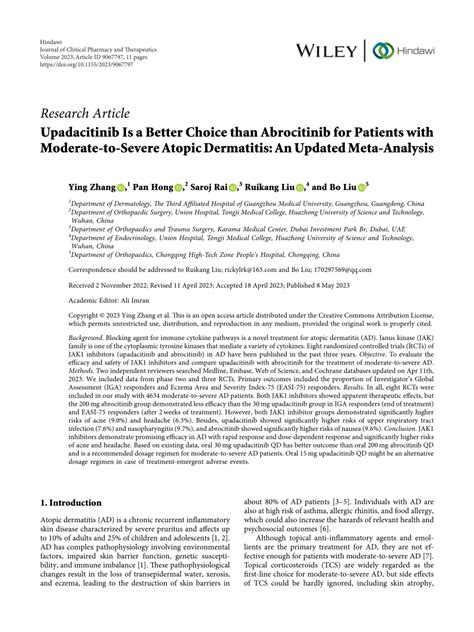 Pdf Upadacitinib Is A Better Choice Than Abrocitinib For Patients With Moderate To Severe