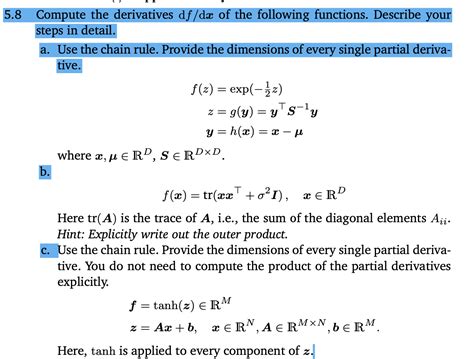 Solved 5 8 Compute The Derivatives Df Dx Of The Following