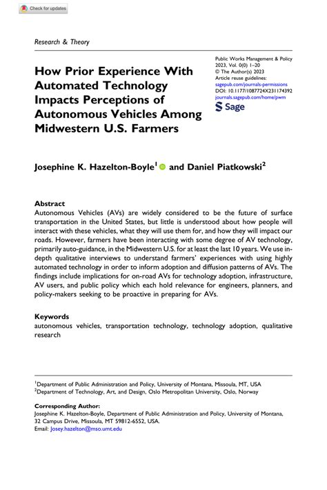 Pdf How Prior Experience With Automated Technology Impacts