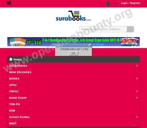Surabooks Cross Site Scripting Vulnerability OBB Open Bug Bounty