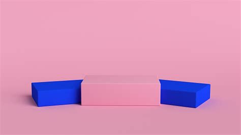 3d 추상 배경 렌더링 제품 디스플레이를 위한 분홍색 플랫폼 인테리어 연단 장소 디자인을위한 빈 장식 템플릿입니다 3차원 형태에