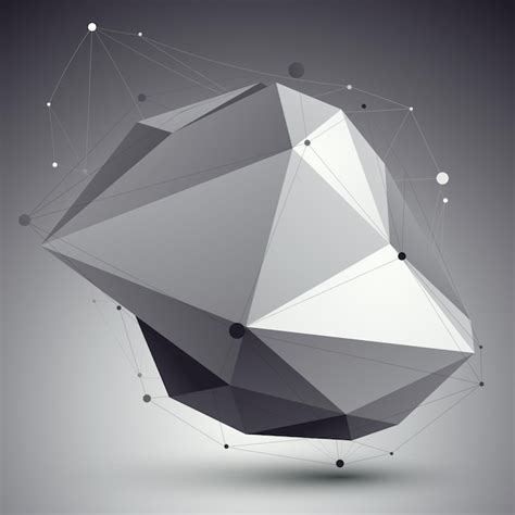 Premium Vector Abstract 3d Structure Polygonal Vector Network Pattern Grayscale Art Deformed