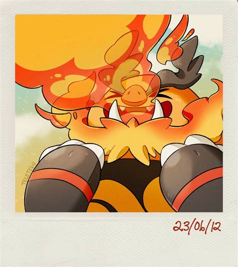 Teletelo Emboar Nintendo Pokemon Multicolored Background Highres