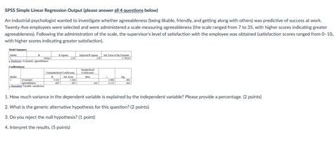 Solved SPSS Simple Linear Regression Output Please Answer Chegg