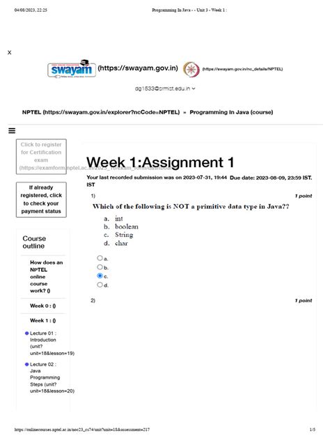 Programming In Java Unit 3 Week 1 Pdf Qualifications