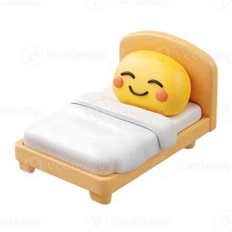 Smiling Bed Emoji 3d Render Isolated On White Background 58662466 Png